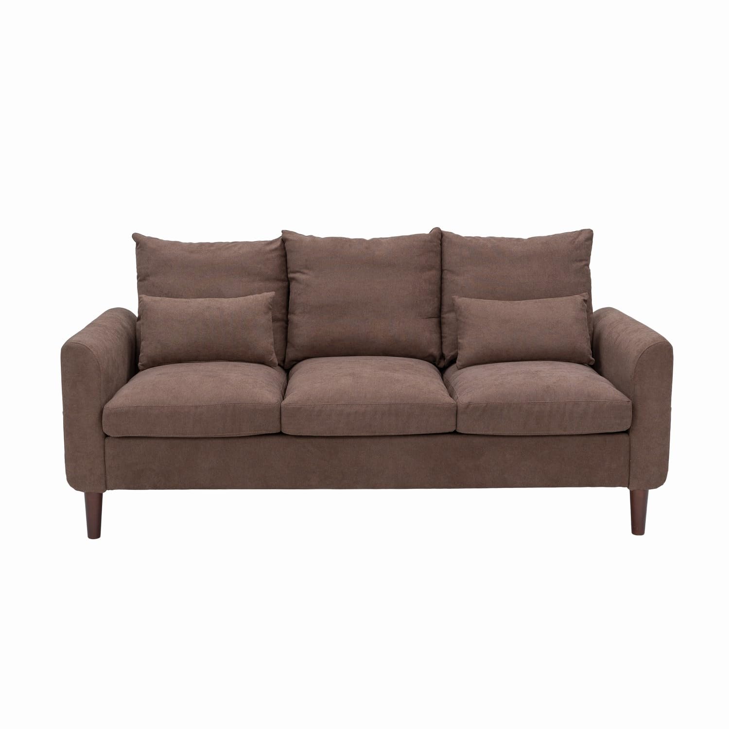 Panana Sectional Sofa 3 Seat Couch, Modern Sofa with Solid Wood Legs, Couches Sofas for Living Room Apartment Bedroom, Comfortable Small Couches for Small Spaces (Black Faux Leather-Track Arm)