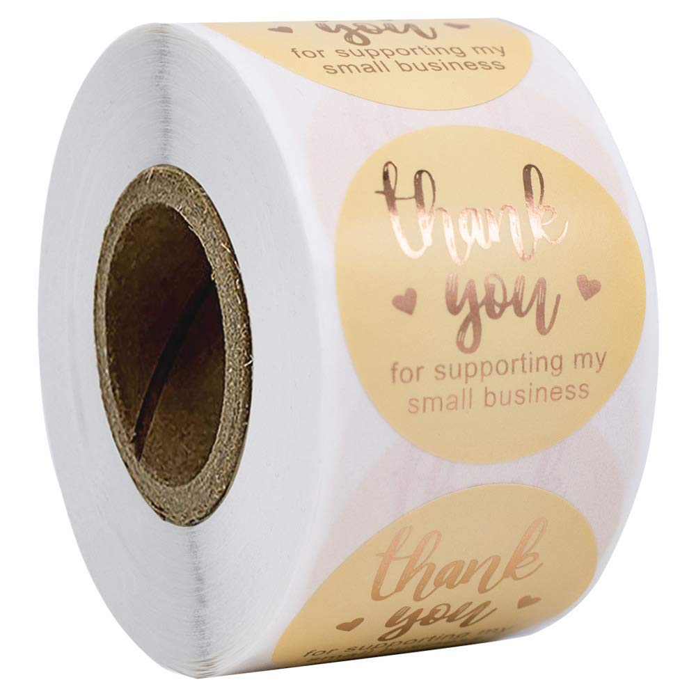 500 pcs Thank You Sticker Foil 1.5 Inch Thank You for Supporting My Small Business Labels for Sealing,Mailing Supplies for Small Business Boutique & Merchandise Bags,Ideal for Crafts & Online Sales