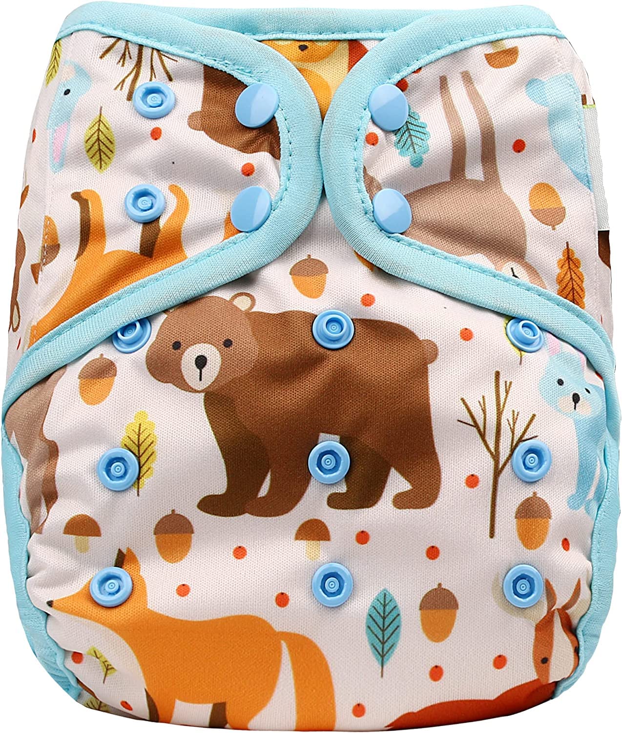 OsoCozy Economy Prefold Cloth Diaper Package - 3 Dozen Infant 4x8x4 Unbleached 100% Cotton Prefold Diapers (7-15 lbs) & 4 One-Size Diaper Covers (2 Jay Feathers and 2 Forest Critters)