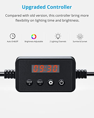 NICREW ClassicLED Plus LED Aquarium Light with Timer, 15 Watts, for 18 to 24 Inch Fish Tank Light, Daylight and Moonlight Cycle, Brightness Adjustable