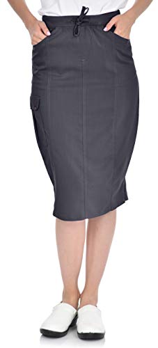 Marilyn Monroe Professional Stretch Five Pocket 'Debra' Scrub Skirt, Pewter, L