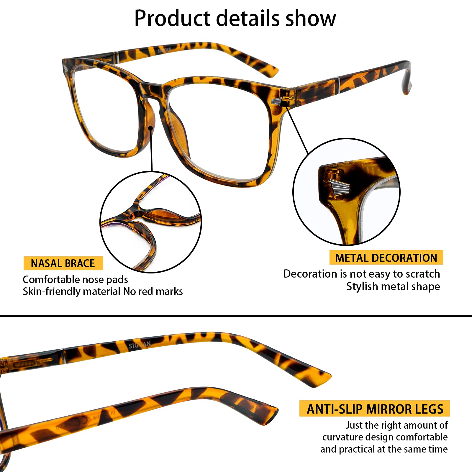 5 Pack Blue Light Blocking Reading Glasses Fashion Square Computer Readers for Women Men, Anti UV Ray Nerd Eyeglasses (5 Mix, 0.5)