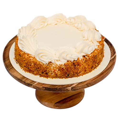 Acacia Wood Cake Stand - 10 inch Durable Rustic Wooden Cake Stand for Weddings Birthday Parties - Pedestal Cake Platter, Cupcake and Dessert Stands for Table by HobbiCo.