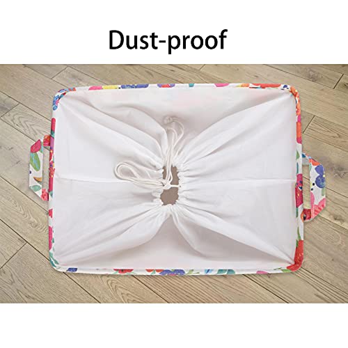 Yodo Collapsible Laundry Baskets-Large Foldable Laundry Hampers Freestanding Clothes Toy Storage Organizer with Waterproof Lining and Drawstring Closure,Flower