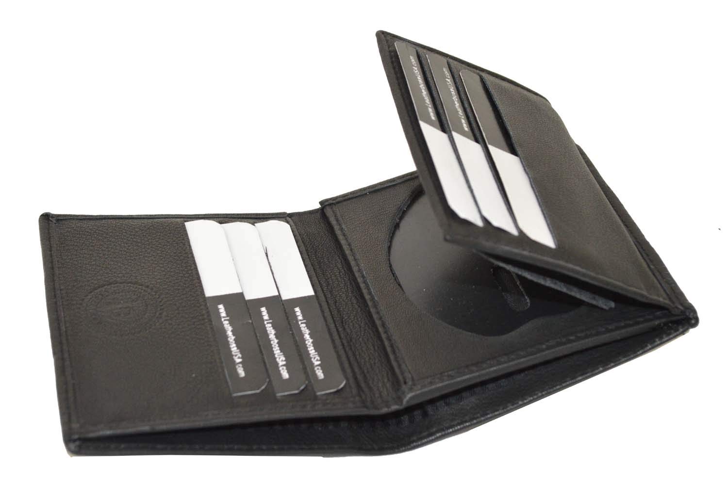 Bi-Fold Badge Holder Wallet, Shield Badge Style with ID window 100% Genuine Leather