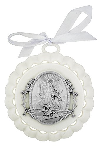 Guardian Angel Crib Medal (White)
