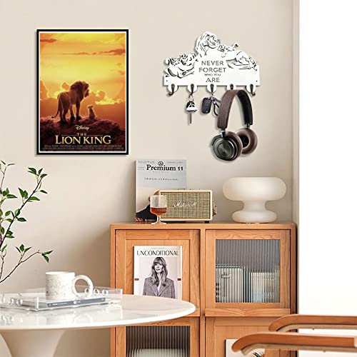 The Lion King,Disney Cartoon Key Hooks,Key Holder, Key Hanger, Wall Hooks,Wall Key Holder, Key Holders, Personalized Gift, Home, Housewarming Gift, Wedding Gift (H5) Black 12inch with 5 Hooks (3) (2)