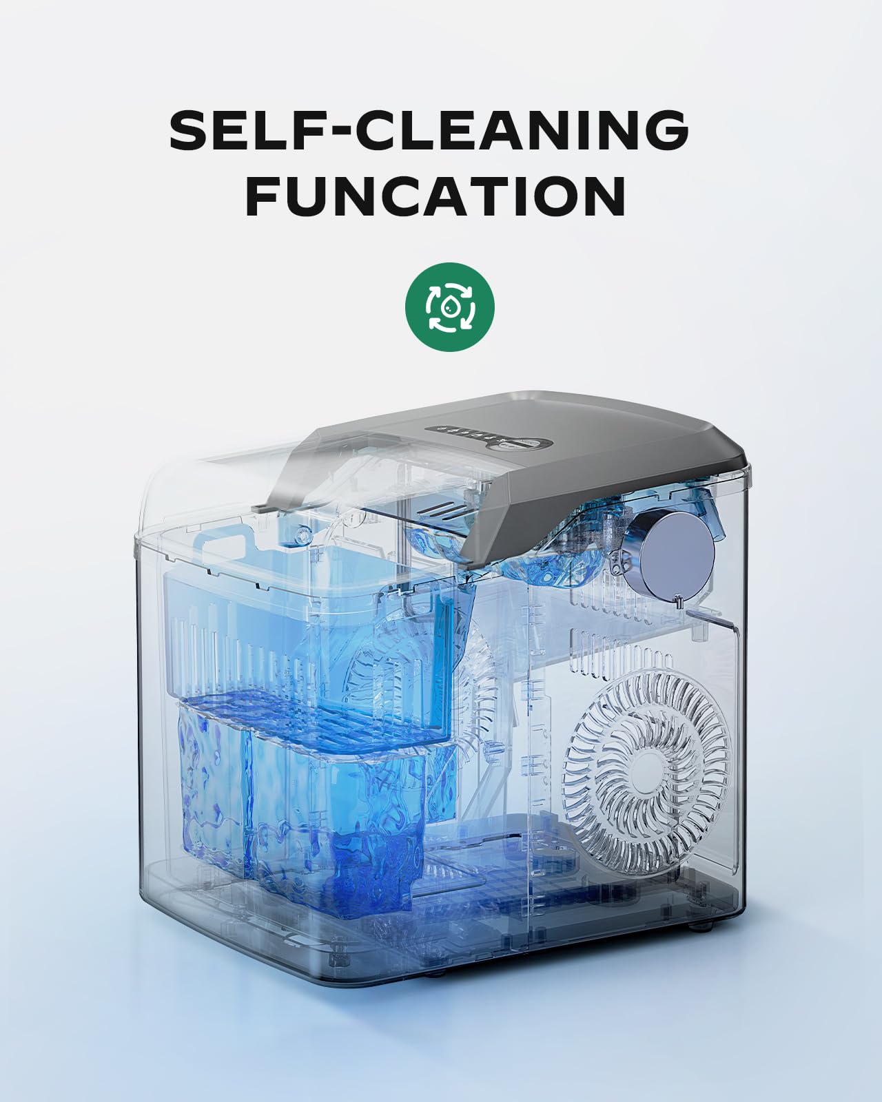 Silonn Countertop Ice Maker, 9 Cubes Ready in 6 Mins, 26lbs in 24Hrs, Portable Ice Machine with Self-Cleaning, 2 Sizes of Bullet Ice for Home/Kitchen/Party/RV, Grey