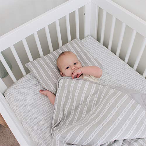Ely's & Co. Baby Crib Bedding Sets for Boys and Girls β 4 Piece Set Includes Crib Sheet, Quilted Blanket, Crib Skirt and Baby Pillowcase β Grey Bamboo Design