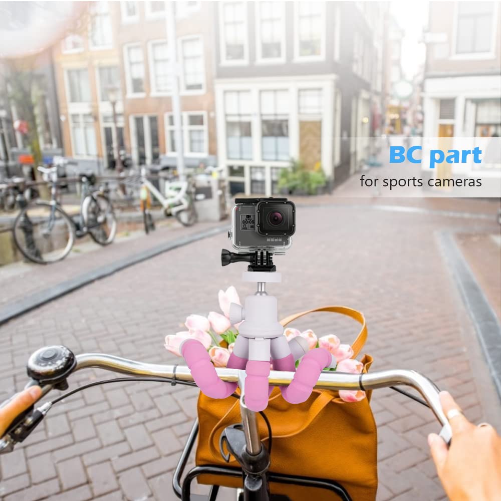UBeesize Tripod A Pink Phone Tripod, Portable and Flexible Tripod with Wireless Remote and Clip, Cell Phone Tripod Stand for Video Recording (Pink)