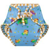 Kushies Girls Swimsuit Diaper - XLarge - Fish on Blue Background …