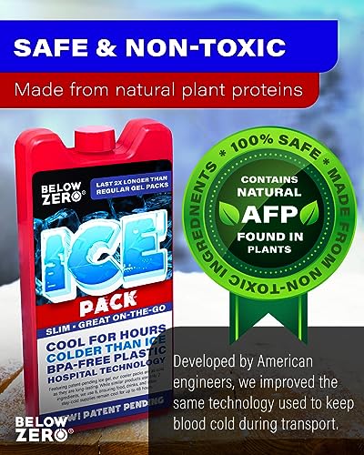 Below Zero Reusable Ice Packs for Large Coolers and Lunch Bags – Patent Pending Coldest and Longest Lasting Technology, Upto 8 Hour Cooling Ice Gel Pack - Factory Sealed – 6 Pack Small