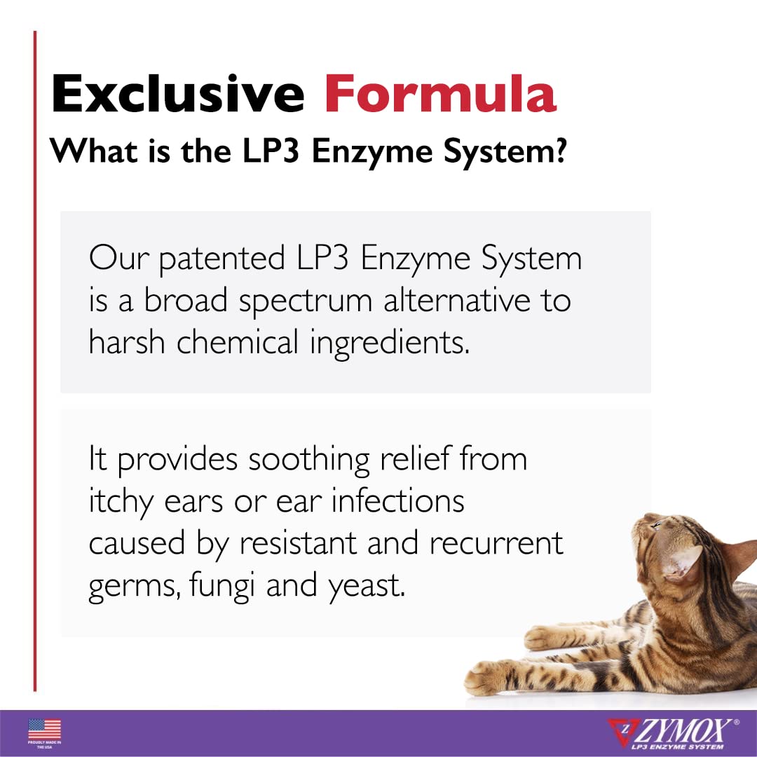 Zymox Enzymatic Ear Cleanser for Cats & Kittens, 4 oz. β Cleans & Refreshes Ear Canal for Relief from Ear Wax & Dirt Buildup