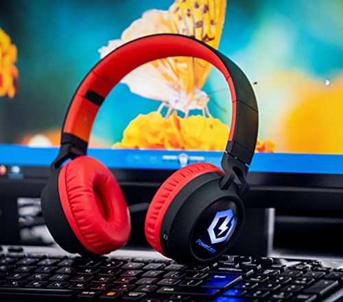 PowerLocus Bluetooth Headphones for Kids, Wireless Bluetooth Headphones, Kid Headphones Over Ear with LED, Foldable Headset with Mic,Volume Limited, Wireless/Wired Headphone for Phones,Tablets,Laptop