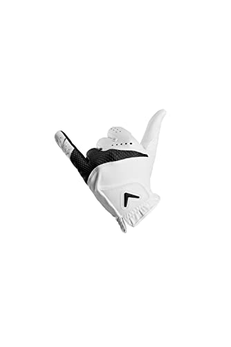 Callaway Golf Women's Weather Spann Premium Synthetic Golf GloveĀ (White, Single, Small, New Model , Standard, Worn on Left Hand)