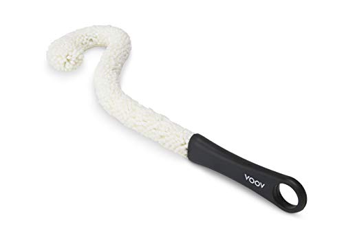 VOOV Contemporary Premium Decanter Cleaning Set with Glass Decanter, UNIQUE FOLDABLE Drying Stand, Cleaning Beads, Cleaning Brush and Microfiber Drying Cloth