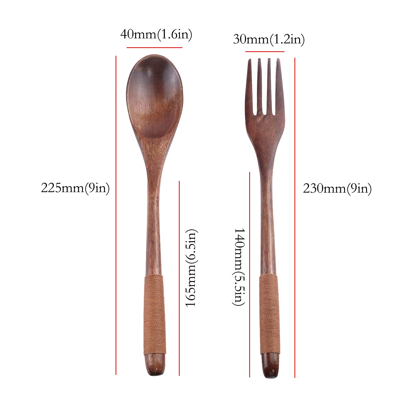 Antrader Wooden Spoons Forks Set Kitchen Tableware Dinnerware Flatware Eco friendly Natural Wood Cutlery Wooden Dinner Utensil Set, 4 Spoons and 4 Forks