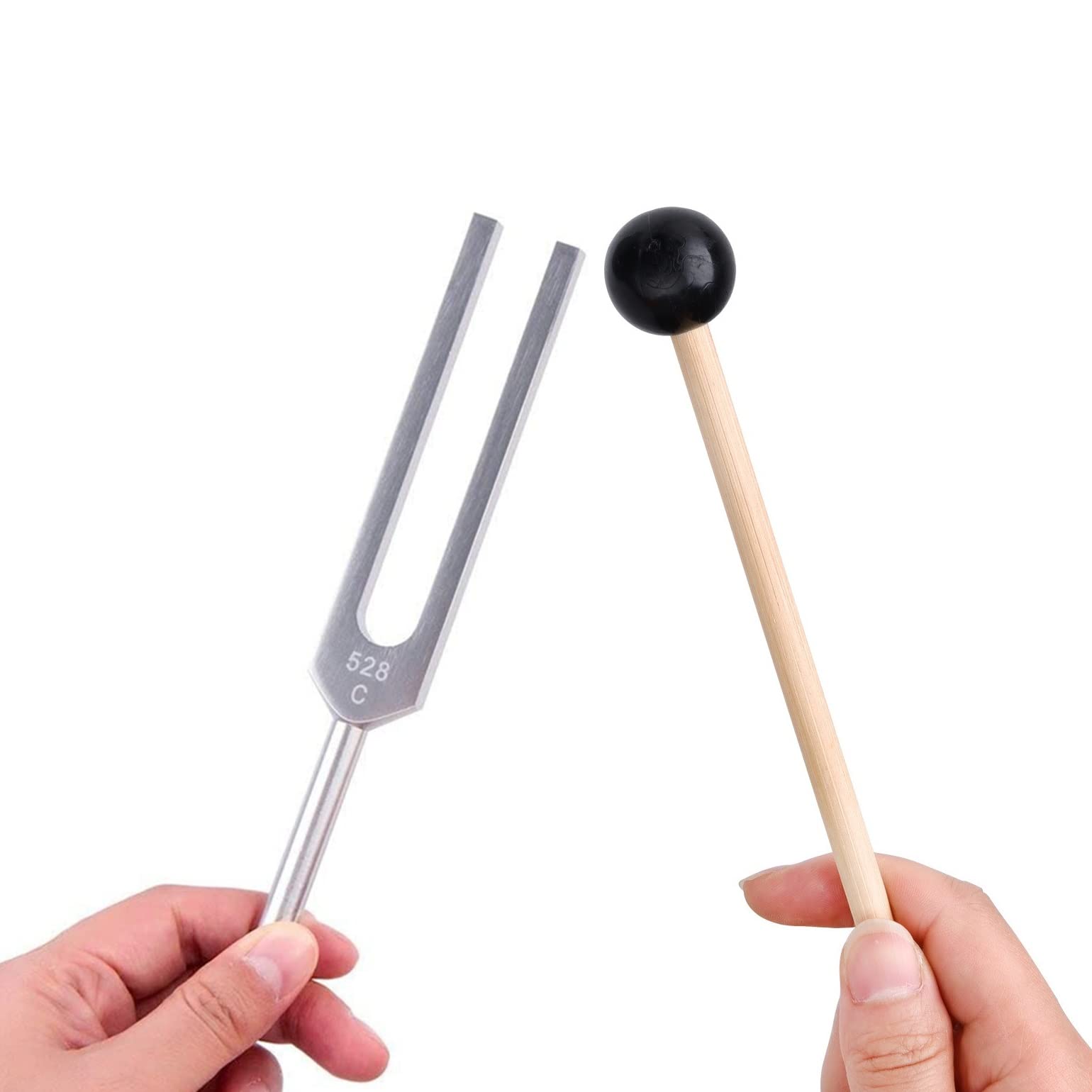 528 Hz Tuning Fork Medical, Aluminum Alloy Tuning Fork,Non-Magnetic Material Delivers Clear Tones,Solfeggio Tuning Forks for Healing Comes With a Box,Silicone Hammer,Cleaning Cloth and Triangle Rubber