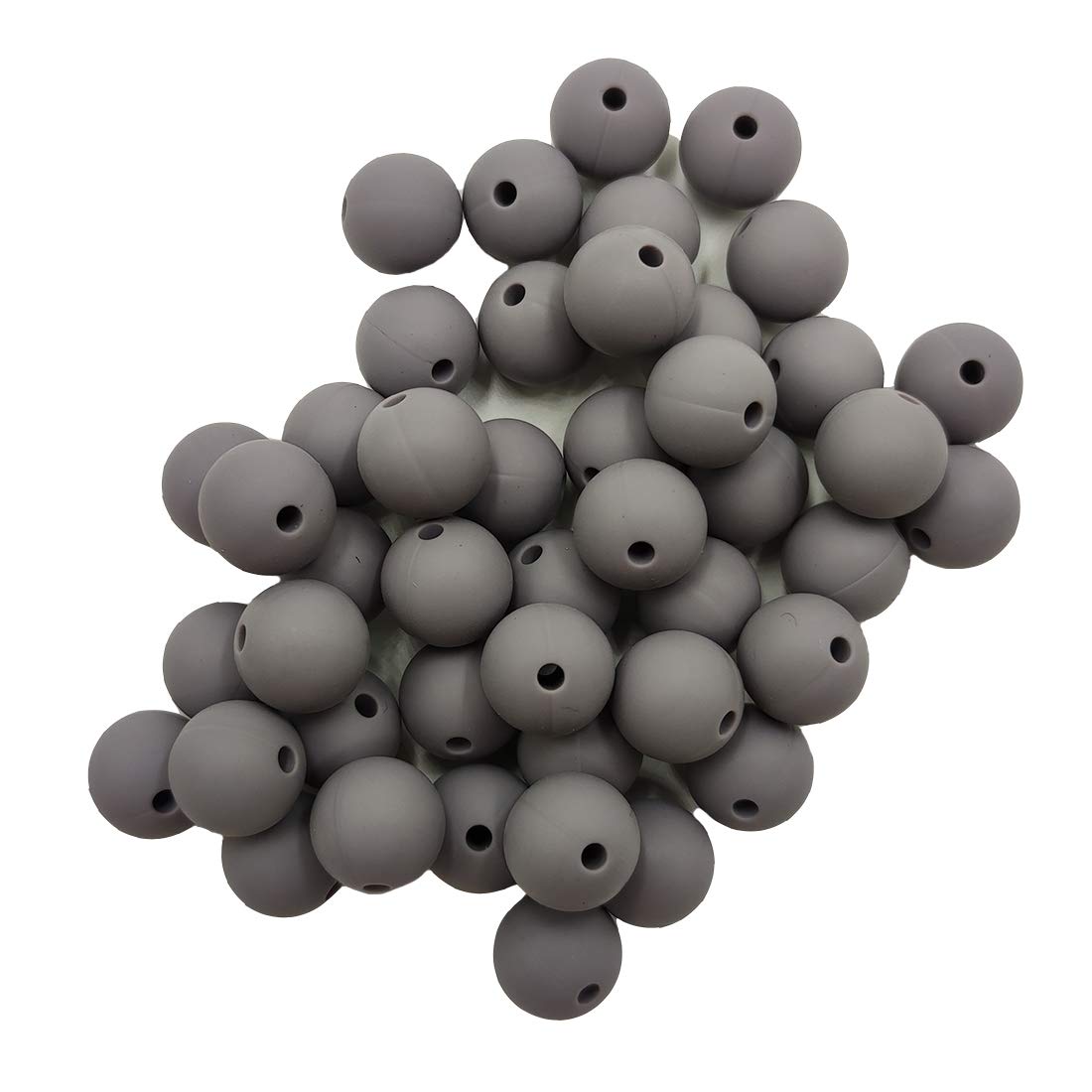 50pcs Light Gray Color Silicone Round Beads Sensory 15mm Silicone Pearl Bead Bulk Mom Necklace DIY Jewelry Making Decoration