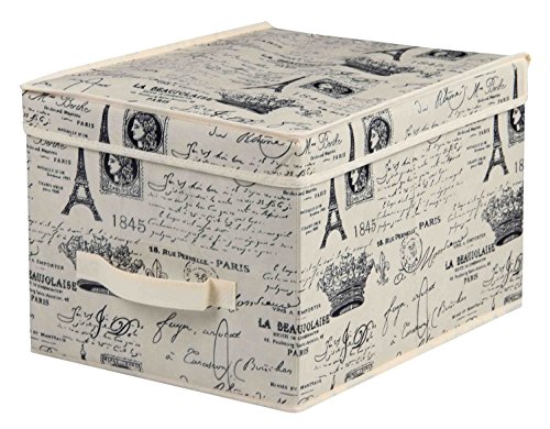 Home Basics Paris Collection Non-Woven Large Storage and Organization Box, Natural, (Jumbo Box)