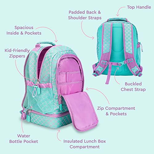 Bentgo Kids 2-in-1 Backpack & Insulated Lunch Bag (Mermaid Scales)