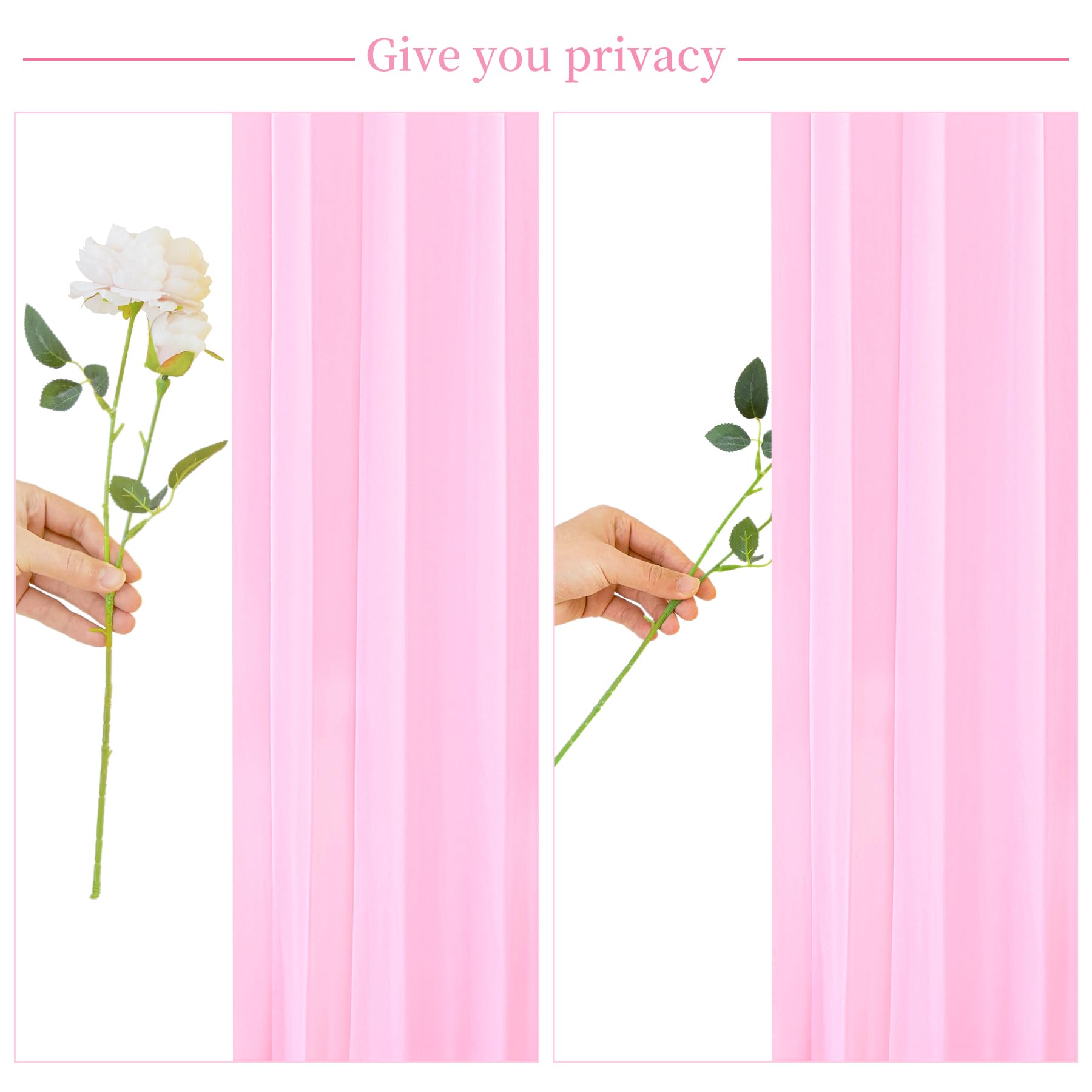 Pink Backdrop Curtain for Parties Baby Shower Wrinkle Free Pink Photo Curtains Backdrop Drapes Fabric Decoration for Weddings Birthday Party 5ft x 7ft,2 Panels