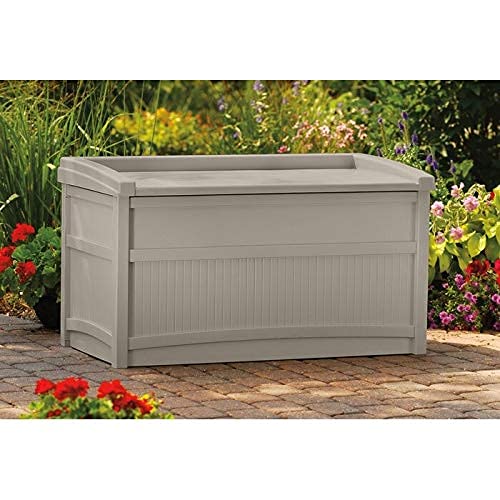 50 GALLON DECK STORAGE BOX OUTDOOR STORAGE BENCH FOR PATIO STORAGE WEATHER RESISTANT, WATERPROOF AND UV PROTECTED (Light Taupe)