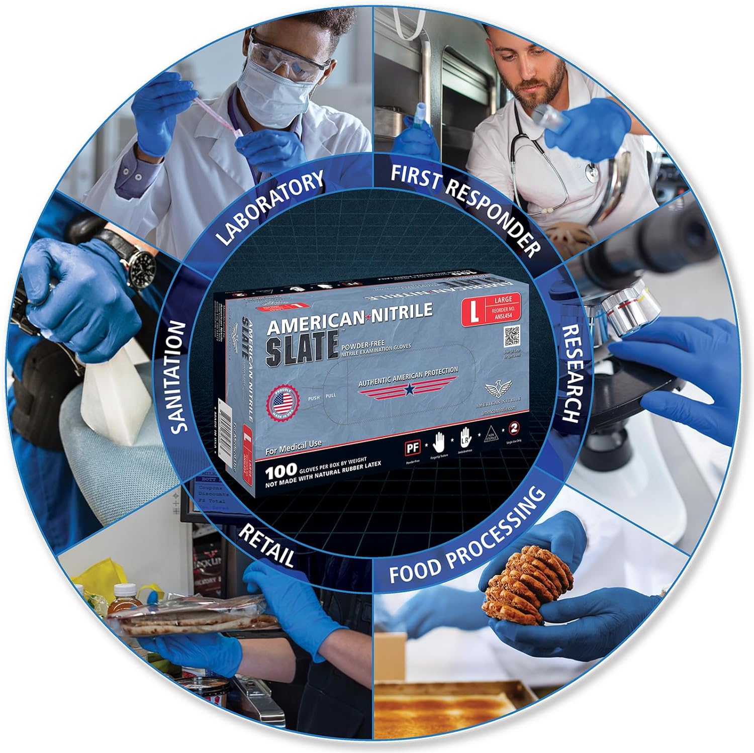 American Nitrile β Slate Powder Free Nitrile Gloves β Latex Free Disposable Gloves β Made in the USA
