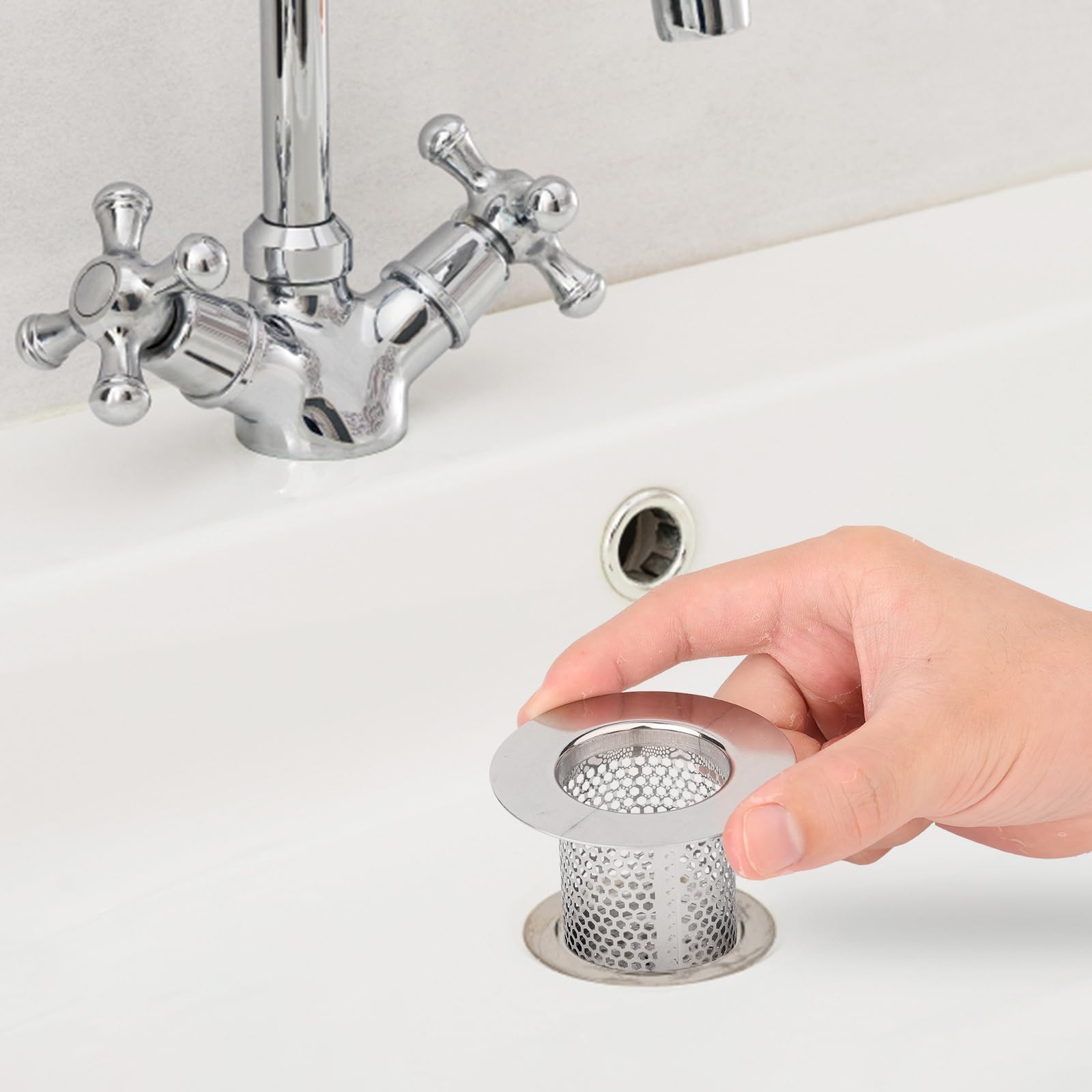 3pcs Bathtub Drain Cover, Hair Catcher Shower Drain Stainless Steel Deep Hair Catcher Hair Strainer Shower Drain Filter for Sink Strainer, Bathtub