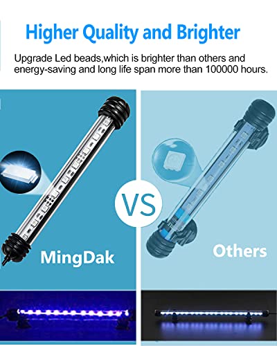 MingDak Fish Aquarium Tank Light - Aquarium Background Light with Timer Auto On/Off,Wireless Remote Control,RGB Colored Changing, Underwater Submersible LED Light,7.5 inch 9 LEDs
