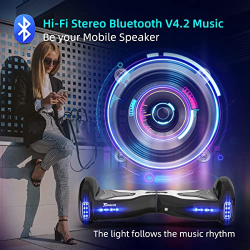 TOMOLOO Hoverboard, 6.5" Two-Wheel Self Balancing Scooters with LED Rhythm Lights and Bluetooth Speaker for Beginners(Children and Adults)