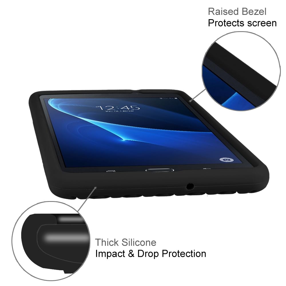 Fintie Silicone Case for Samsung Galaxy Tab A 7.0, [Honey Comb Series] Light Weight [Anti Slip] Shock Proof Cover [Kids Friendly] for Galaxy Tab A 7-inch Tablet 2016 Release (SM-T280/SM-T285), Black