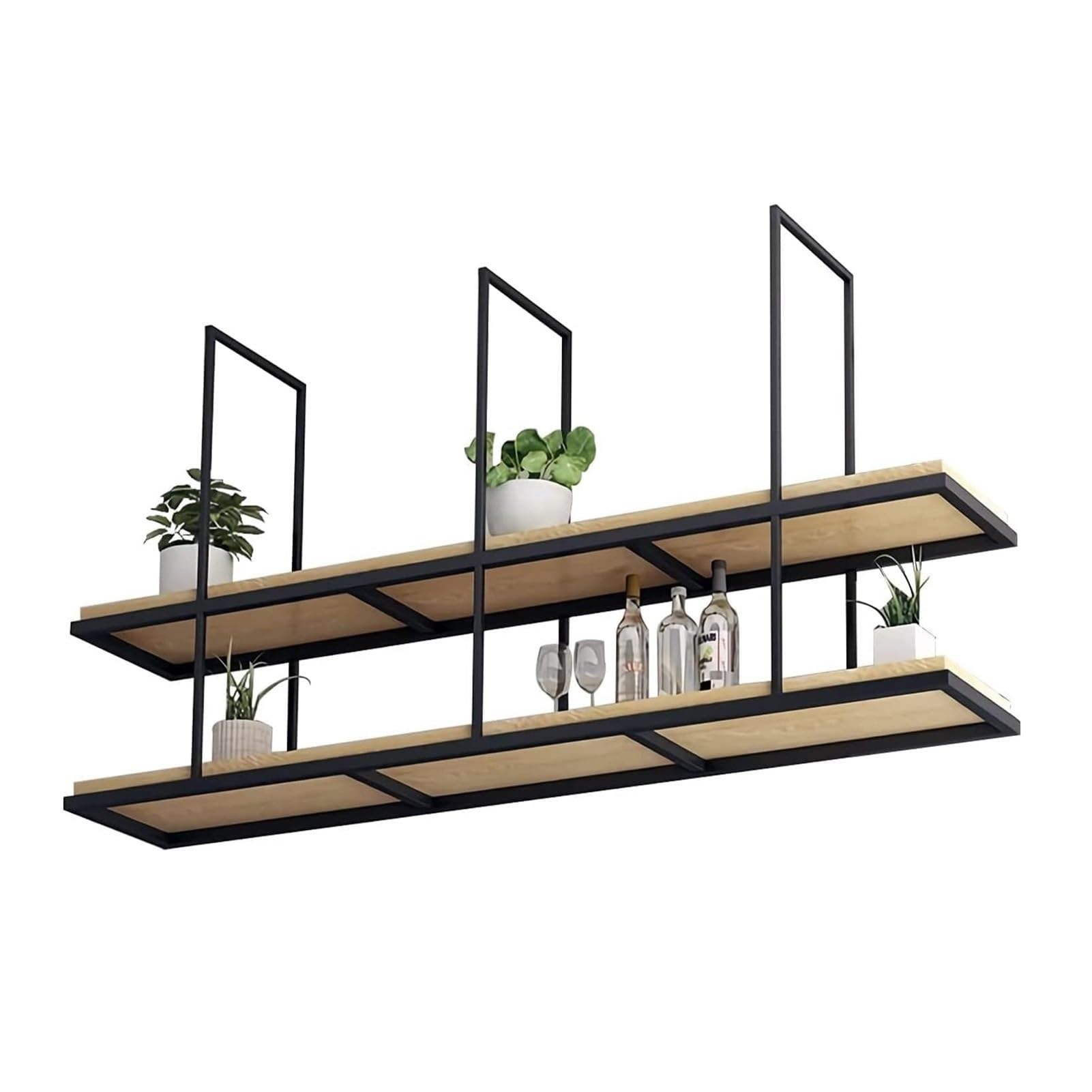 Junvstor Floating Shelves Wall Pot Pan Shelf, Ceiling Storage Shelving for Wall, Kitchen Bar Storage Rack, Decoratiev Display Storage Organiser Shelf for Bedroom, Bathroom (Size : 120x30x80cm)