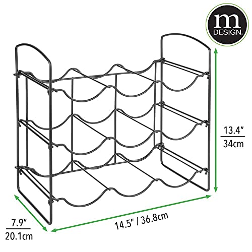 mDesign Metal Wire Free-Standing Water Bottle Rack - Storage Organizer for Kitchen Countertops, Matte Black