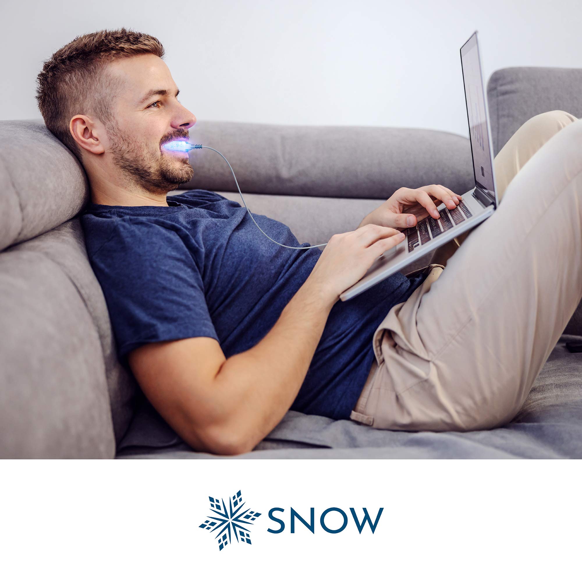 SNOW Diamond Wired Whitening Kit - Sensitive Teeth Whitening Kit - Whitens & Repairs Teeth 6 Months of Treatment Gentle & Enamel Safe Blue