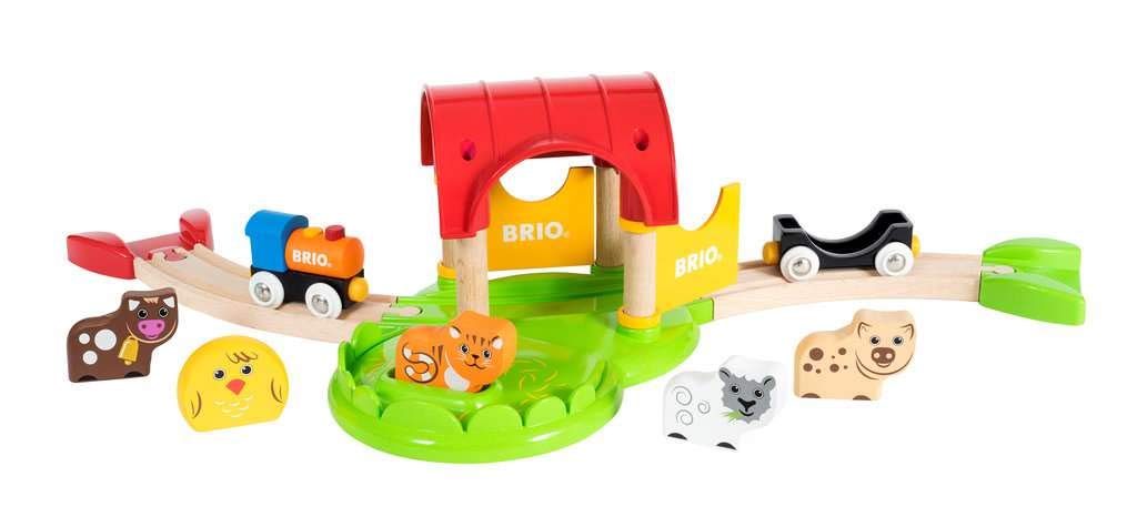 BRIO World - 33826 My First Farm | 12 Piece Wooden Toy Train Set for Kids | Interactive Learning Experience | FSC-Certified Wood | Suitable for Ages 18 Months and Up
