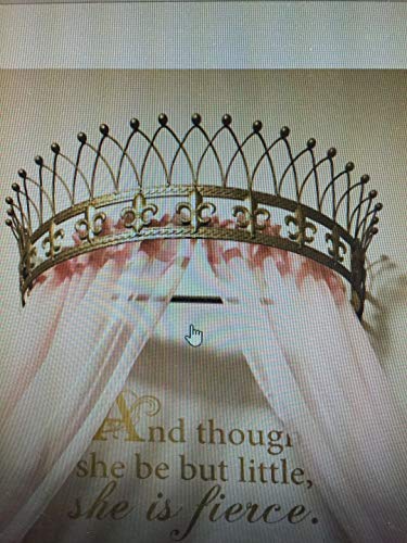 Octorose Metal Wall Teester Bed Crown Canopy - Antique Style Crown Wall Decor with Built-in Rods & Hardware - for Over Beds or Windows - Drapery Panels Not Included - Gold (31.5x14x9.5 Inches)
