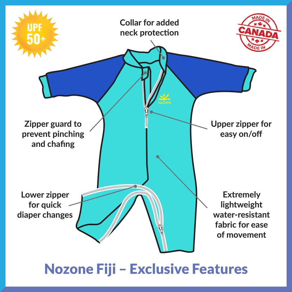 Nozone Fiji Sun Protective Baby Swimsuit in Aquatic/Blue, 0-6 Months