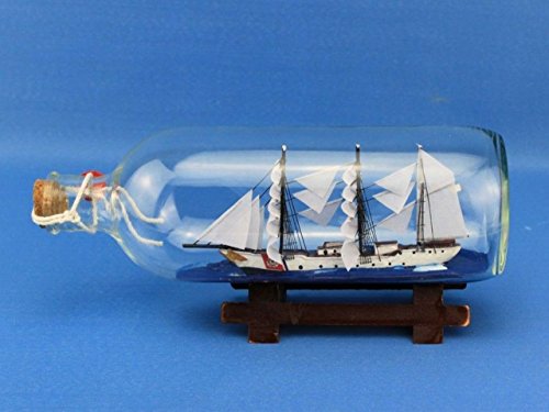 Hampton Nautical United States Coast Guard USCG Eagle Model Ship in A Glass Bottle, 9" , White,96 months to 600 months