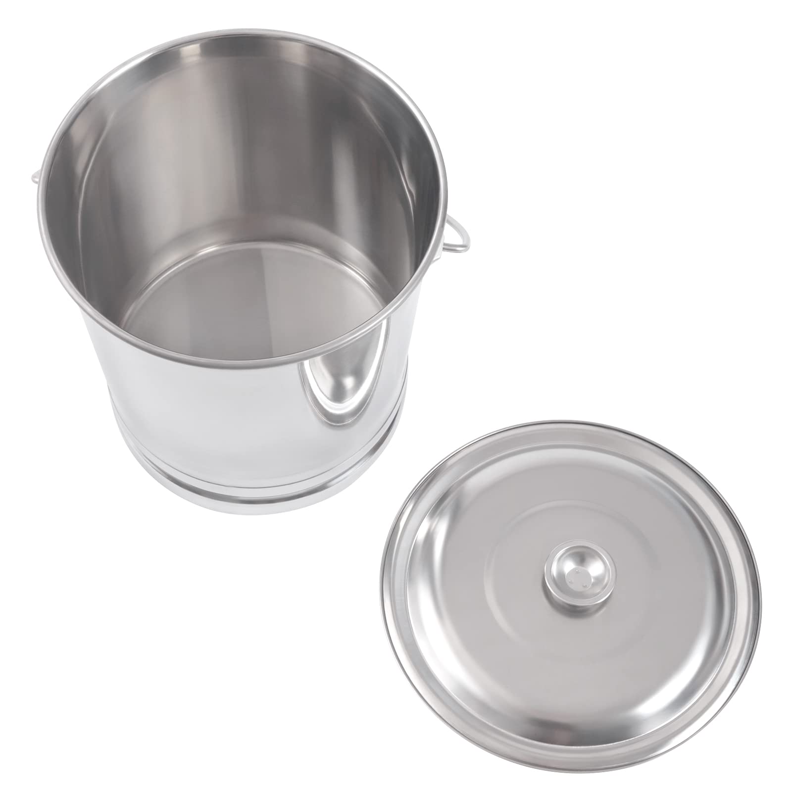 8.5Qt Milk Can Tote, Stainless Steel Milk Pail Bucket with Lid, and Open Lip Edge, Also Good for Compost