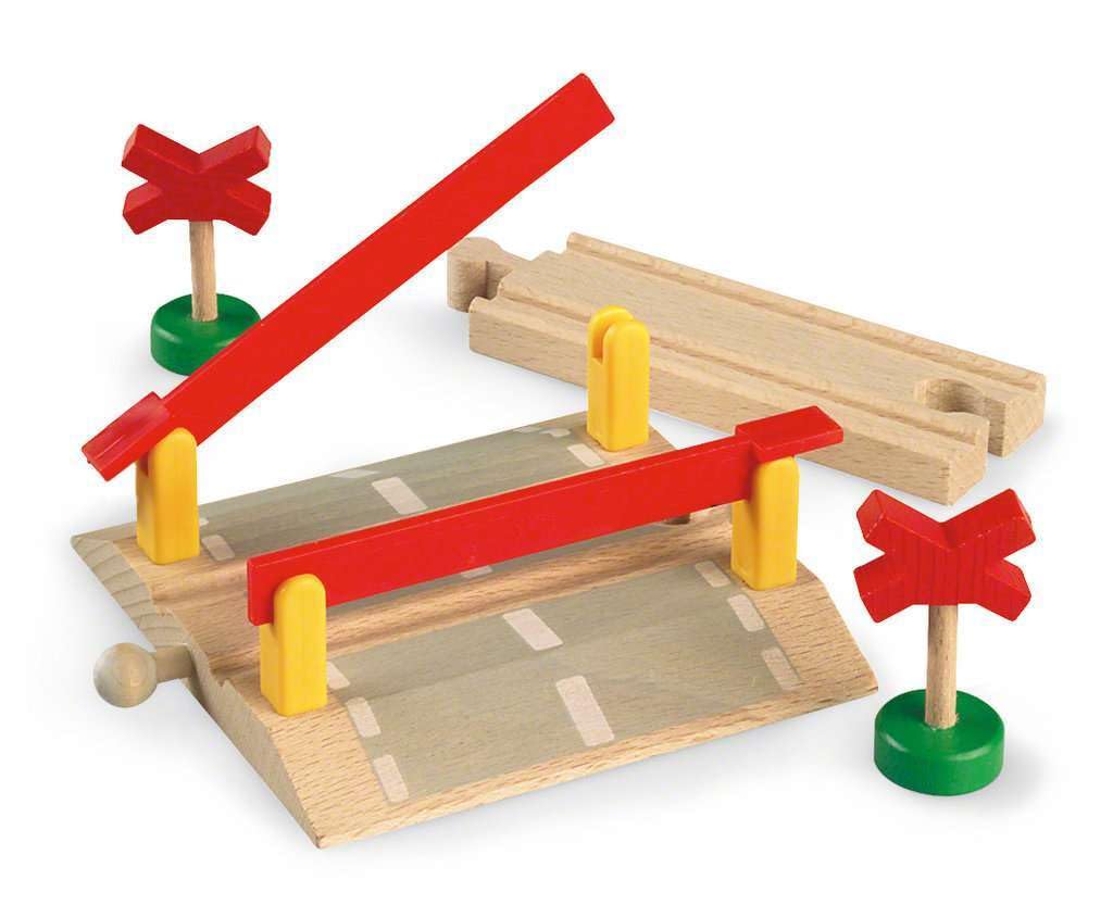 BRIO World 33388-4 Piece Railway Crossing Set | Fun and Interactive Wooden Train Accessory for Kids | Enhances Creativity and Motor Skills | FSC-Certified Eco-friendly Toy for Ages 3 and Up