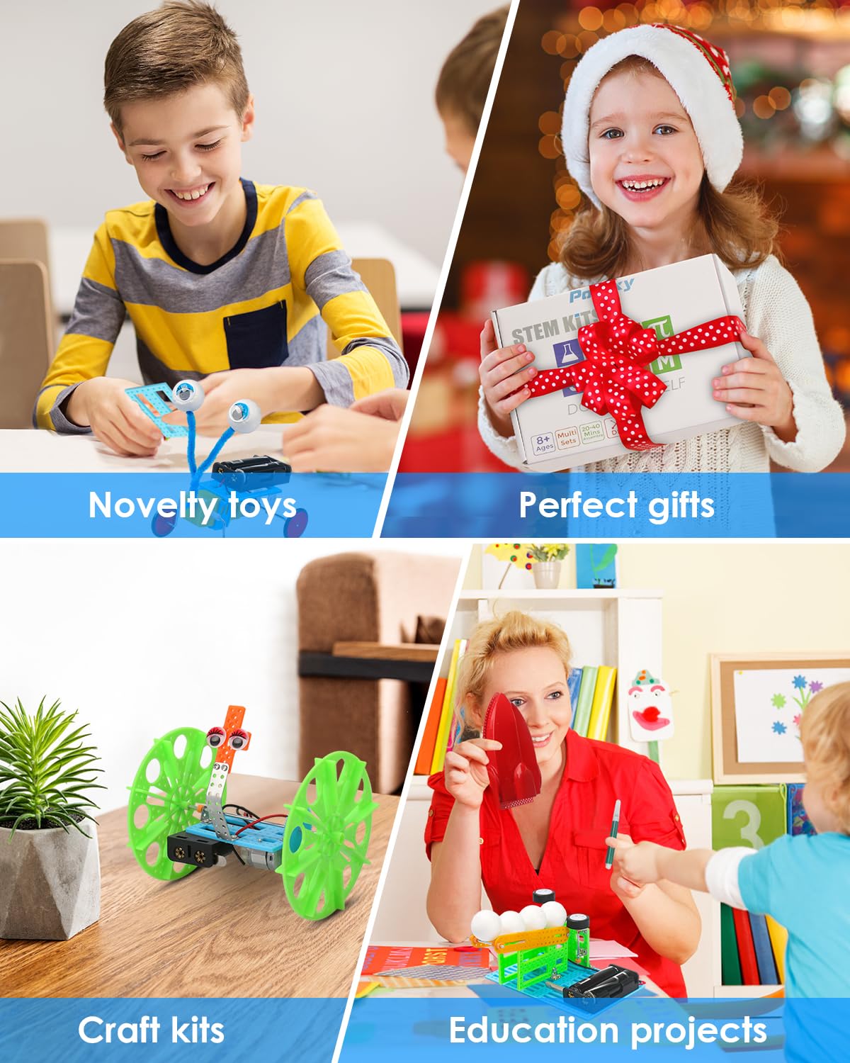 6 Set STEM Kits, DC Motor Electronic Robotic for Kids Age 8-12, STEM Projects, DIY Science Experiments Circuit Building Kits, Electric Robot Toy, Gift for 8 9 10 11 12 Year Old Boys and Girls