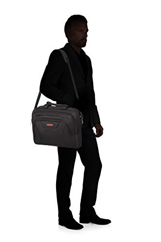 AMERICAN TOURISTER Unisex Adult Briefcase, Black (Black/Orange), M (15.6 Inch)