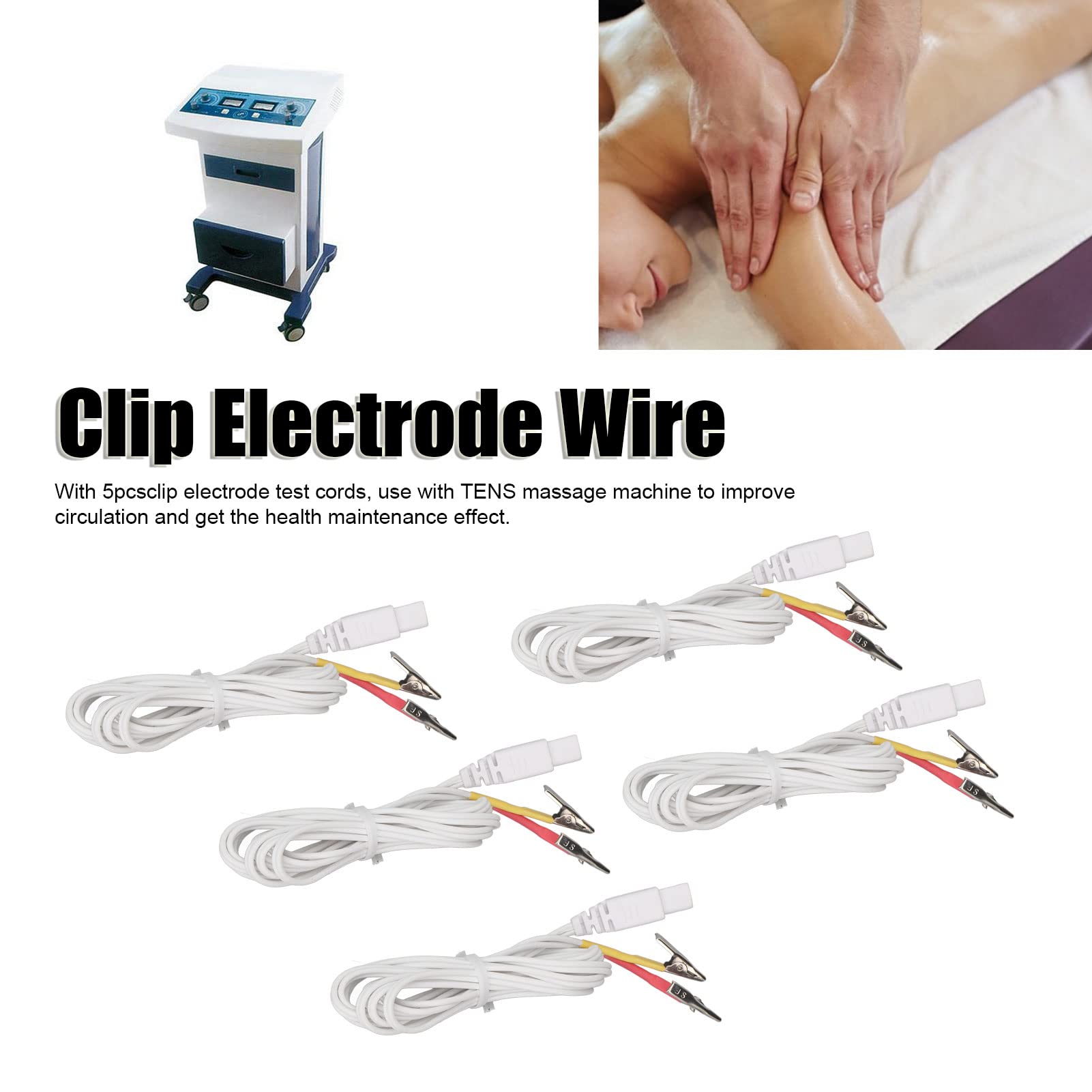 5pcs Clip Electrode Wire Instrument Connection Cable Connective Cord for Digital Therapeutic Machine Slimming Massager