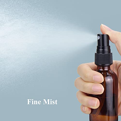 Wedama Spray Bottle, 2oz Fine Mist Glass Spray Bottle, Little Refillable Liquid Containers for Watering Flowers Cleaning(16 Pack, Amber)