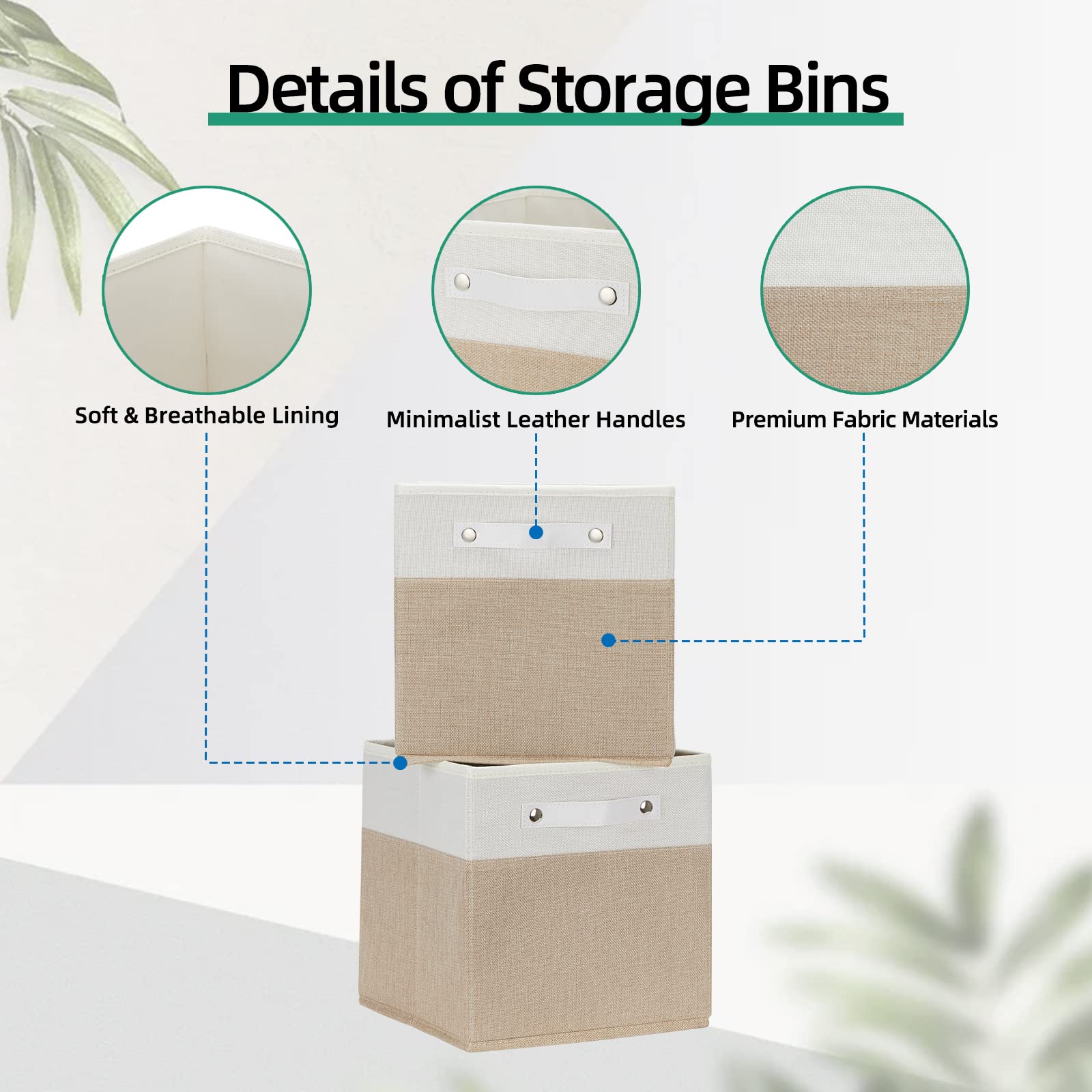 Bidtakay Cubes Baskets for Organizing 11 X 11 X 11 inch Collapsible Fabric Storage Boxes 4 Pack Stackable Beige Cube Storage Organizer Bins For Home Closet Shelves Office Bedroom Nursery Toy Storage