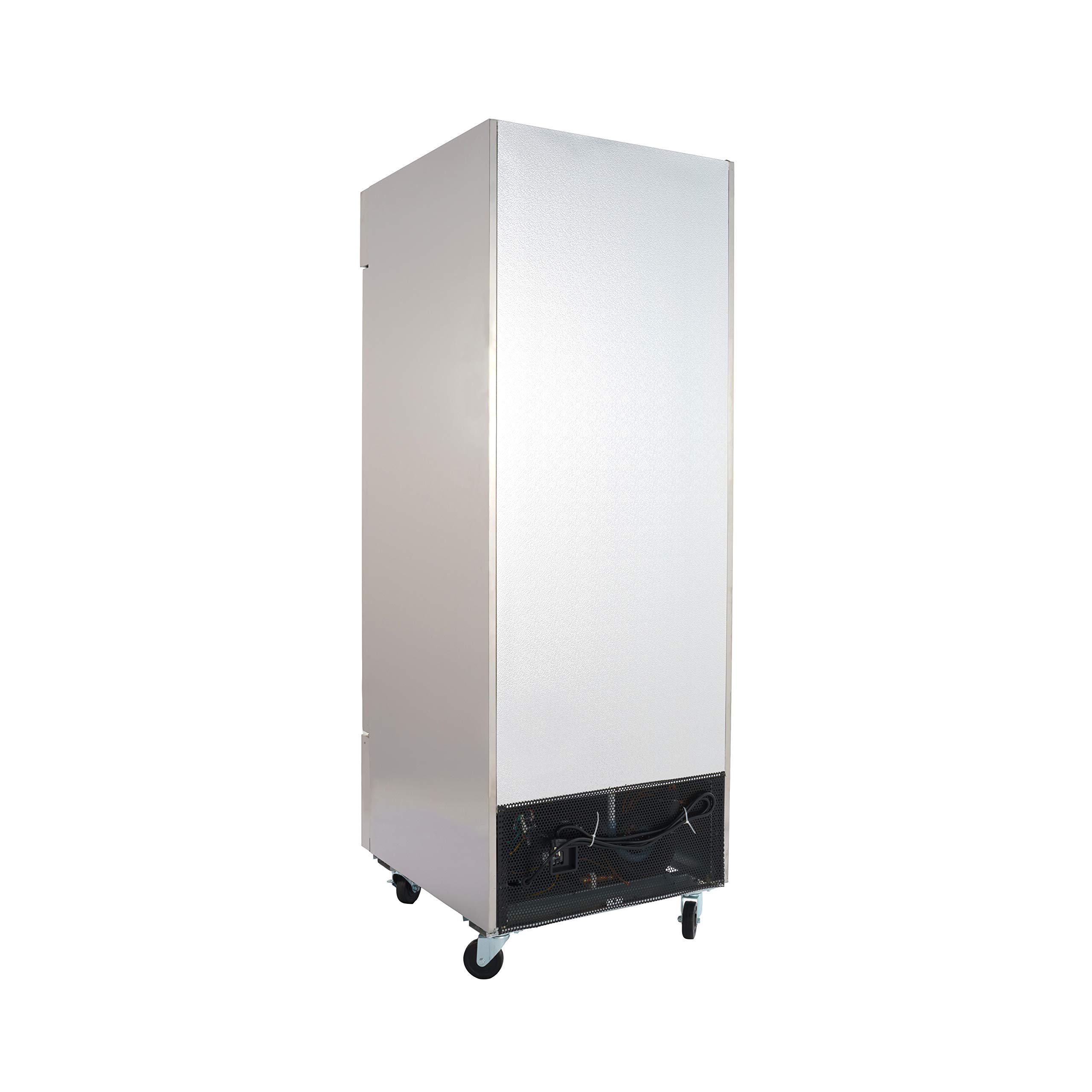 PEAKCOLD Single Door Commercial Reach In Stainless Steel Freezer, White Interior; 23 Cubic Ft, 29 Wide inch