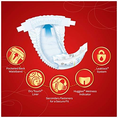 Huggies Little Snugglers Baby Diapers, Size 3, 162 Count, Unscented, Hypoallergenic, DryTouch Liner, Pocketed Waistband, Wetness Indicator, Double Grip Strips