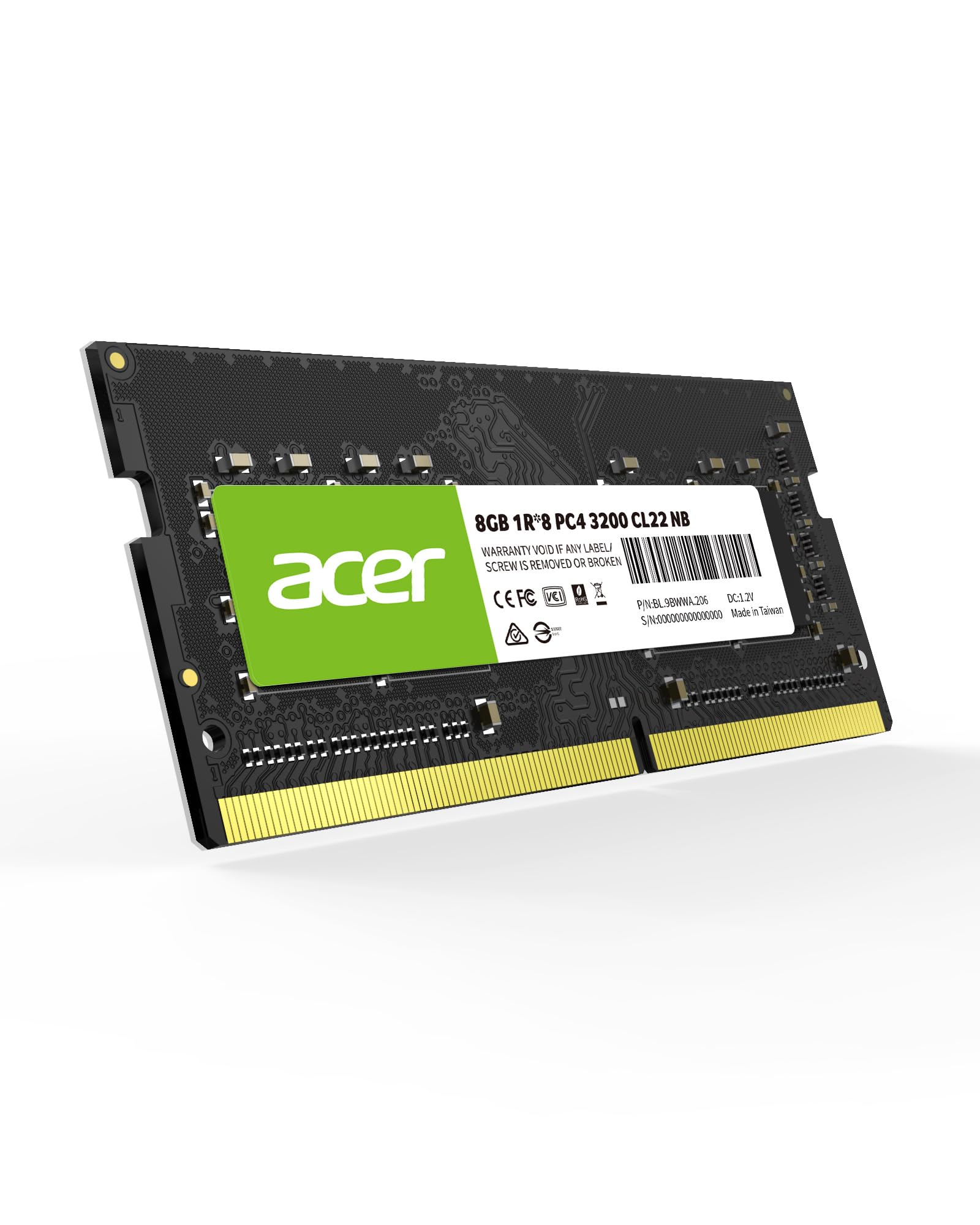 Acer SD100 8GB RAM DDR4 (1x8GB) Laptop Ram 3200 MHz SODIMM PC4-2500 CL22 Memory 1.2v - BL.9BWWA.206