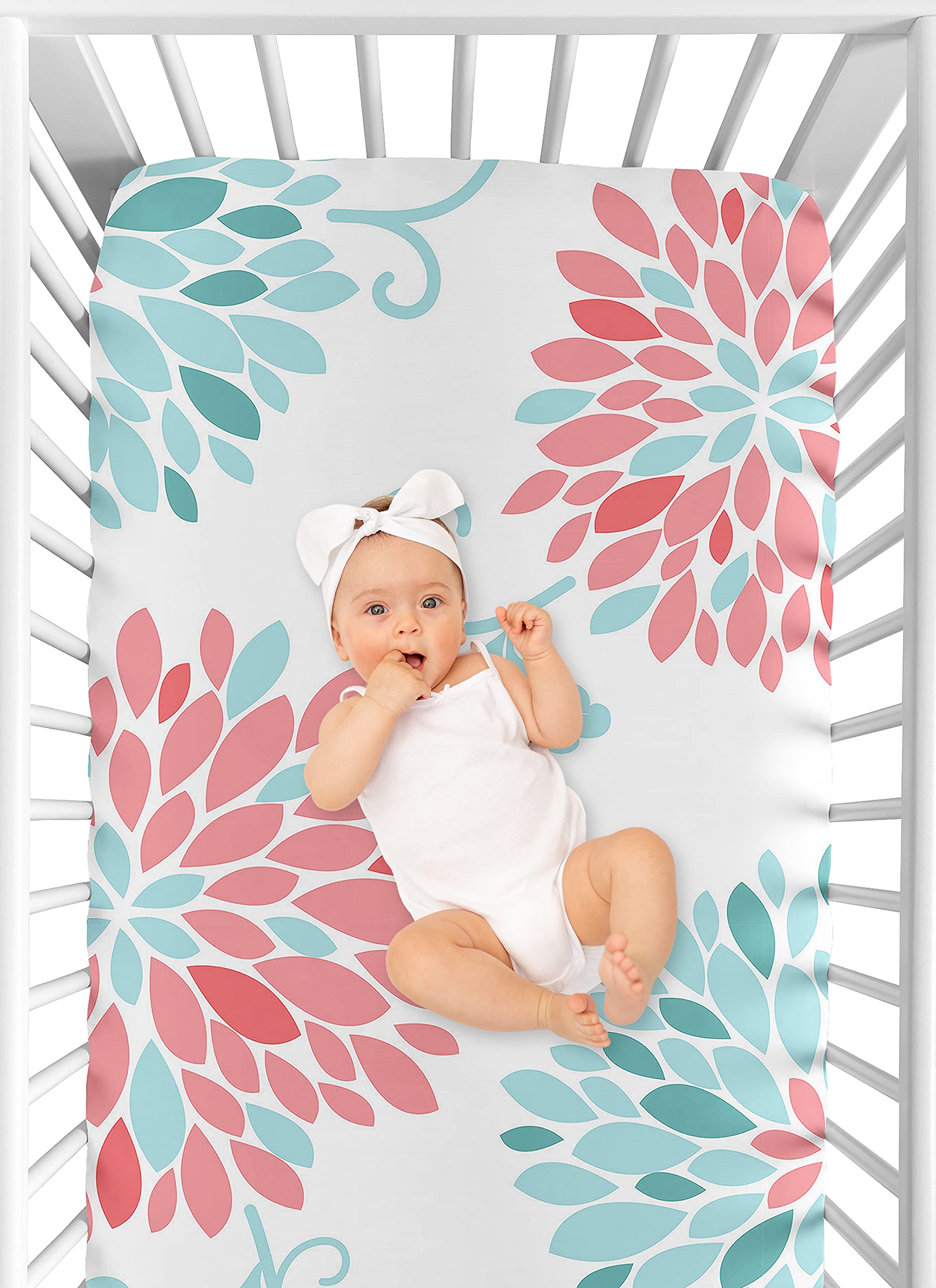 Fitted Crib Sheet for Modern Emma Baby/Toddler Bedding Set Collection - Floral Print